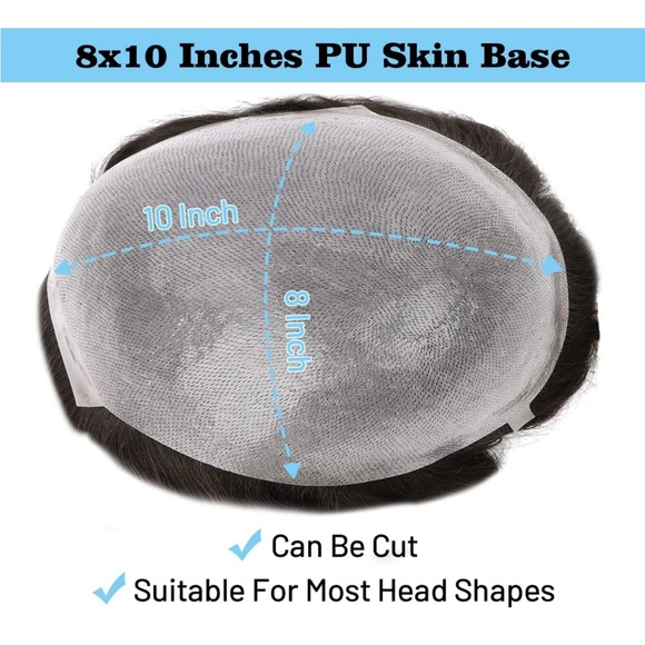 Grooming | Toupee 8x1 Inch 006mm Thin Pu Skin Toupee Human Hair Dark ...